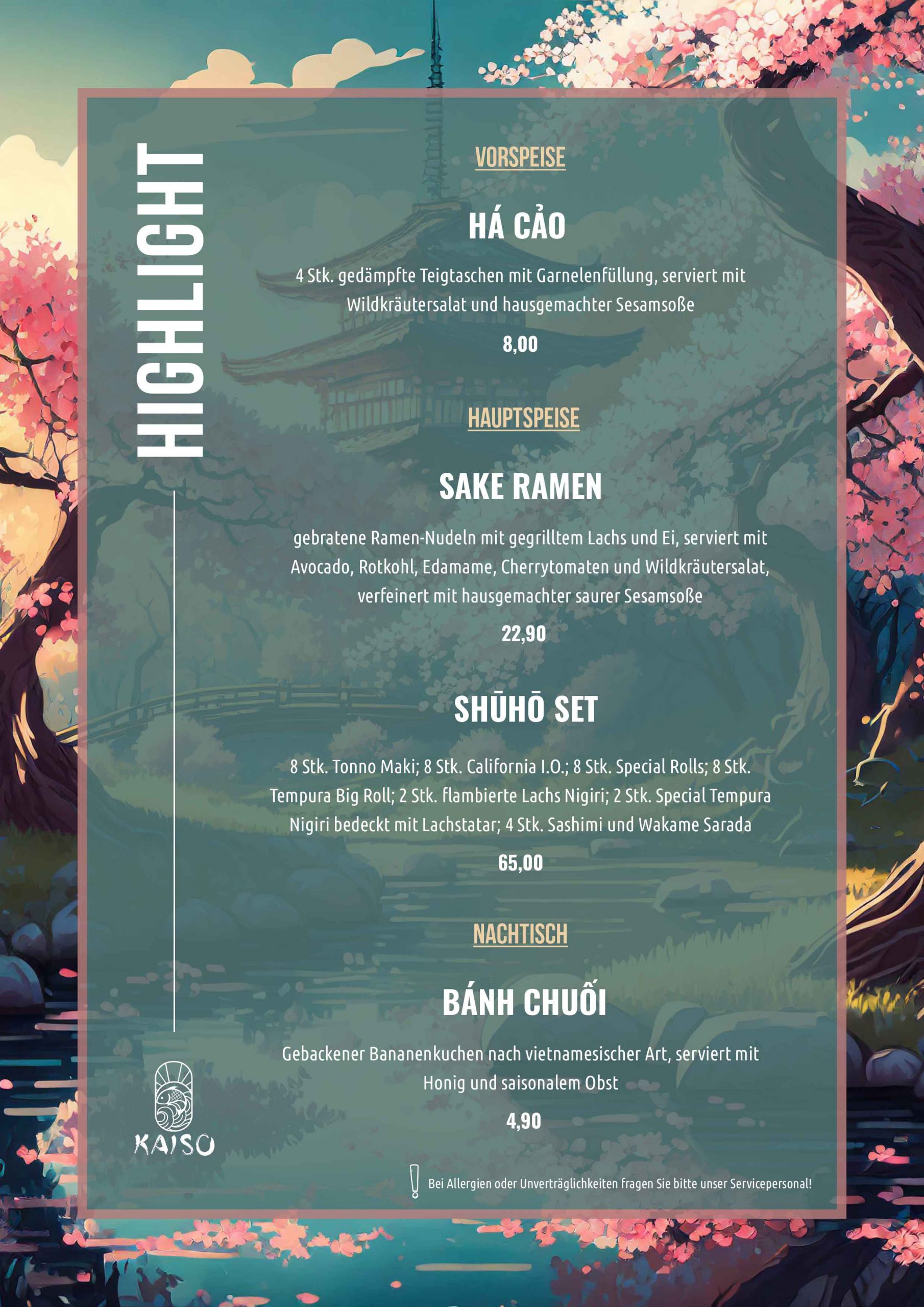 Menu - Kaiso Asia Kitchen & Bar